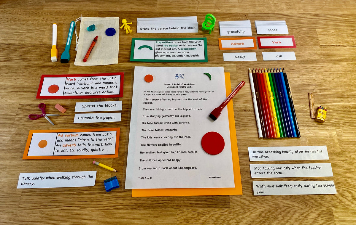 Grammar Set 2 Kit: Verbs, Adverbs, and Prepositions – ABC Crate